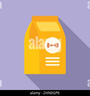 Snack bone pack icon flat vector. Dog food. Pet animal isolated Stock ...