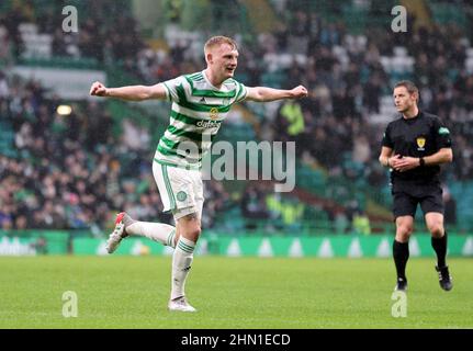 Celtic's Liam Scales celebrates scoring their side's first goal of the ...