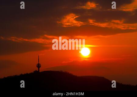 View of Hum Tower on Mount Hum during sunset, Sarajevo Stock Photo - Alamy