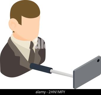 Smartphone on a selfiestick taking a photo. Vector illustration design ...