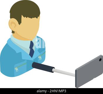 Smartphone on a selfiestick taking a photo. Vector illustration design ...