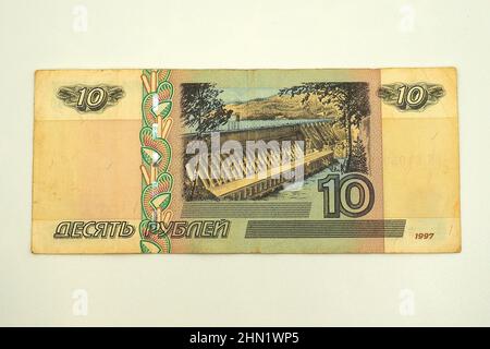 ten (10) rubles banknote, Russian ruble or rouble (RUB), Russia Stock ...