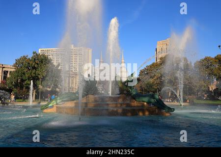 The Swann Memorial Fountain aka Fountain of the Three Rivers in Logan ...
