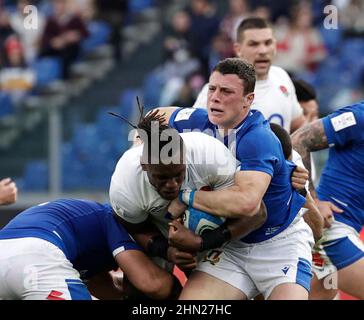 Monty Ioane of Italy and Maro Itoje of England during the Guinness Six ...