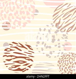 Textures of leopard, tiger and snake skin. Seamless patterns with ...