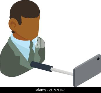 Smartphone on a selfiestick taking a photo. Vector illustration design ...