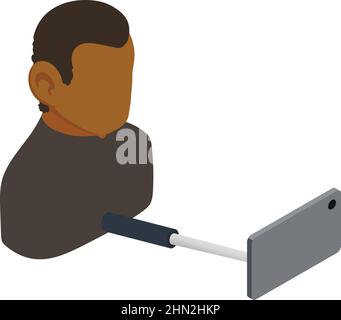 Smartphone on a selfiestick taking a photo. Vector illustration design ...