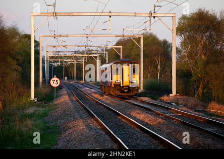 Train crossing Chat Moss, Lancashire, 1831. Artist: Henry Pyall Stock ...