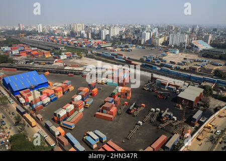 Containers are seen into an Inland Container Depot (ICD) in Dhaka ...