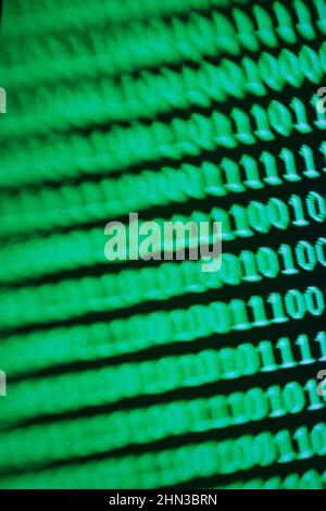 Illustration of running binary codes on a blue blurry background Stock ...
