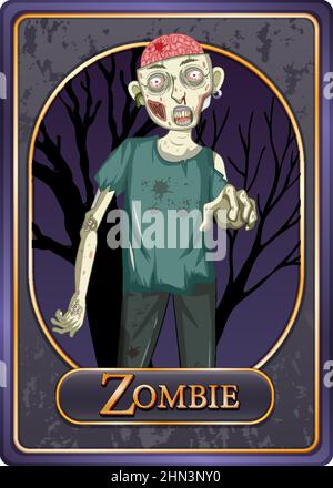 Zombie character game card template illustration Stock Vector Image ...