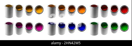 metal cans in different angles isolated on white background Stock Photo ...