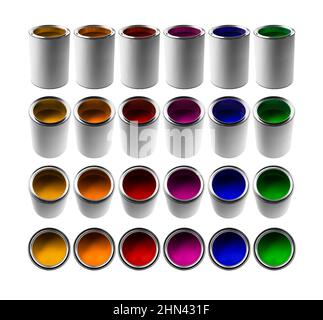 metal cans in different angles isolated on white background Stock Photo ...