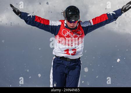 United States' Kaila Kuhn (5-1) competes during the freestyle skiing ...