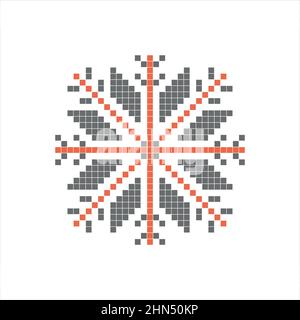 Pixel snowflake or star retro 8 bit sparkle set. Shiny winter game ...