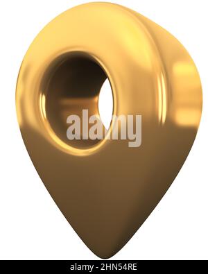 Golden 3d pin icon isolated on white background - 3d render Stock Photo ...