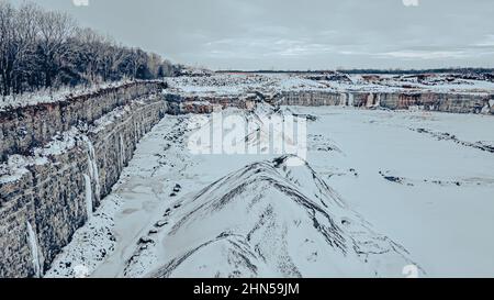 Snow covers this rock quarry but it still shows activity regardless of ...