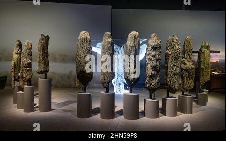 Exhibit display at the Bronze Age exhibition, Flag Fen Archaeology Park ...