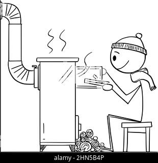 Small stove for heating house with wood. Potbelly stove for heat ...