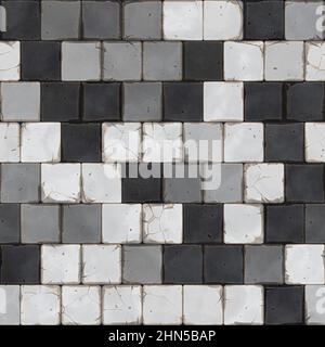Cartoon seamless stone pavement tiles pattern, brick wall texture ...
