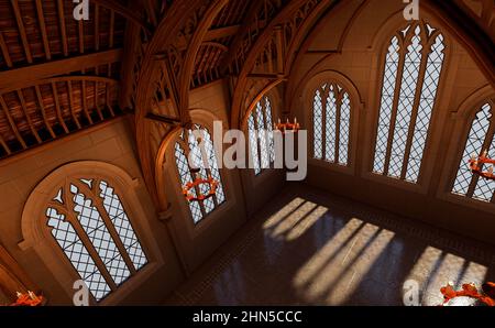 3D rendering of a medieval hall house interior Stock Photo - Alamy