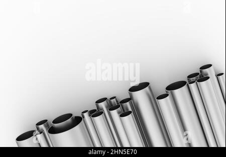 Silver pipes isolated on white background. 3D rendering Stock Photo - Alamy