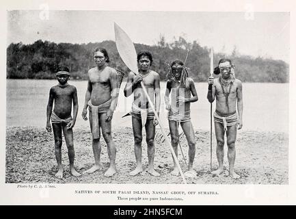 Natives of South Pagai Island, Nassau Group, off Sumatra, 1902. Artist ...