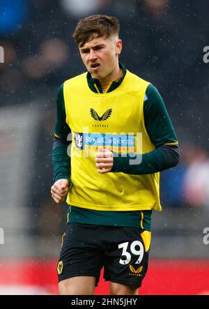 LONDON, ENGLAND - FEBRUARY 13: Luke Cundle of Wolverhampton Wanderers ...