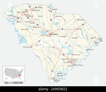 Colorful South Carolina political map with clearly labeled, separated ...