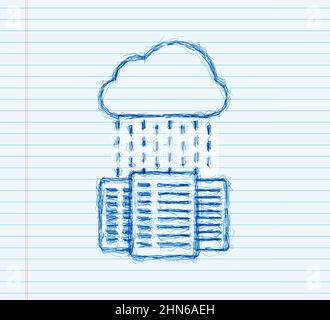 Data center. sketch icon. Mainframe service concept banner, server rack ...