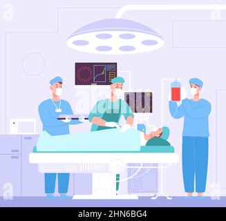 Cartoon of Surgeon on Operating Theater Ready to Operate a Patient ...