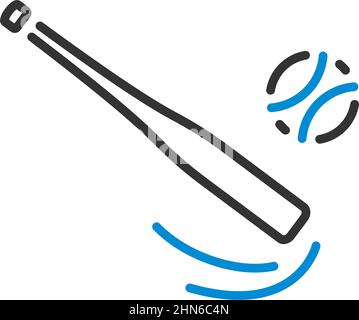 Baseball But Hits To Ball Icon. Editable Bold Outline Design. Vector ...