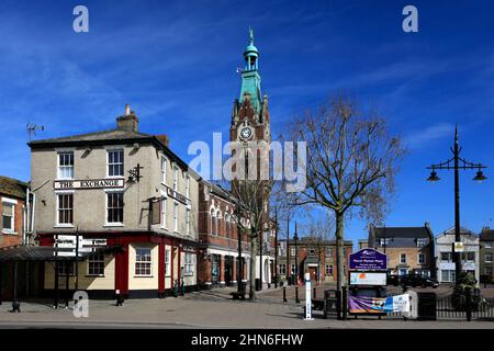 The Town Hall and Market square, March town, Cambridgeshire; England ...