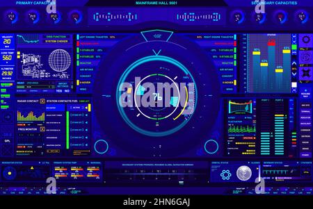 View from the cockpit spaceship, futuristic display design Stock Photo ...