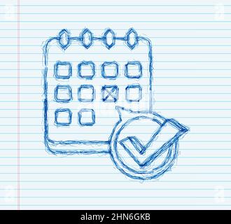 Calendar with checkmark or tick. Neon icon. Approved or schedule date ...