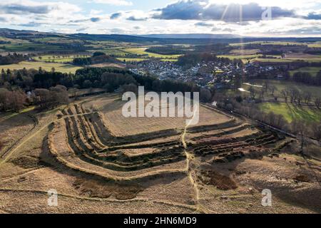 Aerial view of Ardoch Roman Fort, Braco Perthshire, Scotland Stock ...