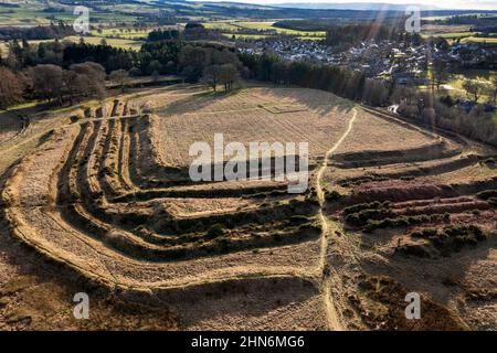 Aerial view of Ardoch Roman Fort, Braco Perthshire, Scotland Stock ...