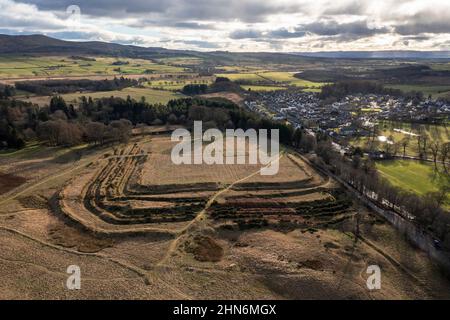 Aerial view of Ardoch Roman Fort, Braco Perthshire, Scotland Stock ...