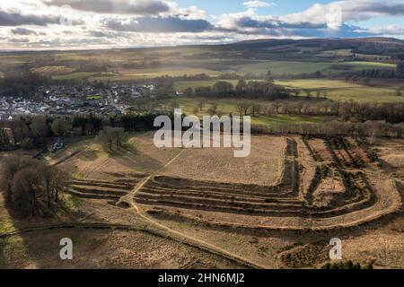 Aerial view of Ardoch Roman Fort, Braco Perthshire, Scotland Stock ...