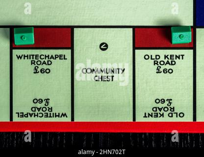 "WHITECHAPEL ROAD" with houses on a Monopoly board Stock Photo - Alamy