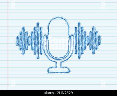 Podcast sketch icon. Badge, icon, stamp, logo. Neon icon. Vector stock ...