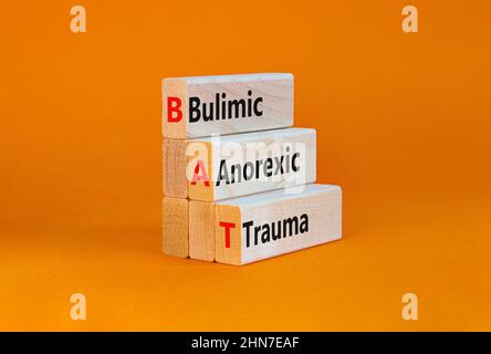 BAT bulimic anorexic trauma symbol. Concept words BAT bulimic anorexic ...
