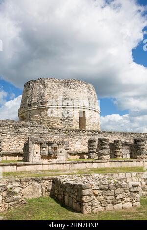 Chac Complex (foreground), Round Temple (background), Mayan Ruins ...