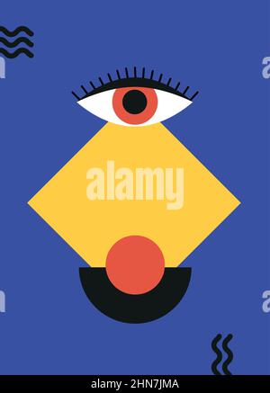 Pop art poster. Blue diamond on a yellow background. Vector ...