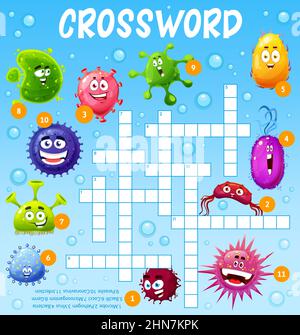 Cartoon germs, viruses and microbes, word search puzzle game worksheet ...