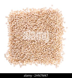 Quinoa seeds pile top view isolated on white. Raw mixed tricolor ...