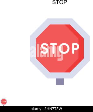 Simple red stop street sign with big hand symbol or icon vector ...