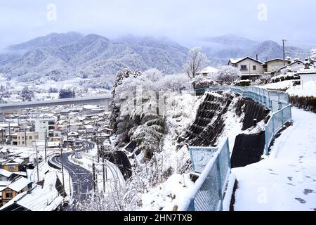 iida, nagano, japan, 2022/11/02 , View of Chuo Expressway Toll road at ...