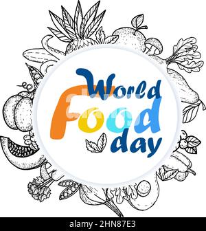 Concept of World Vegetarian Day with abstract glowing apple and world ...