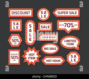 set of labels retro style neon light Stock Vector Image & Art - Alamy